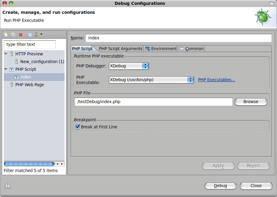 Ubuntu a konfigurace XDebug pro Eclipse PDT 2.0
